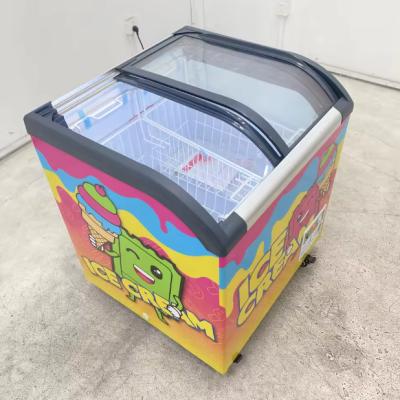 China OEM Commercial Glass Top Chest Freezer Chest Display Freezer Sliding Glass Lid for sale