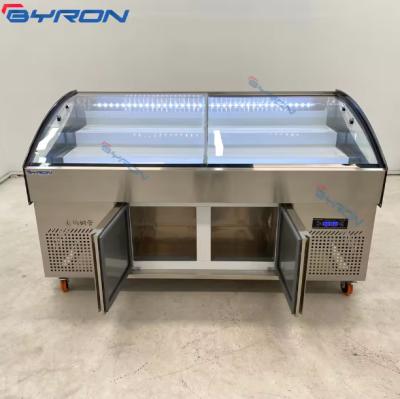 China Fast Food Freezer Show Case 2 Door Display Chest Freezer Adjustable for sale