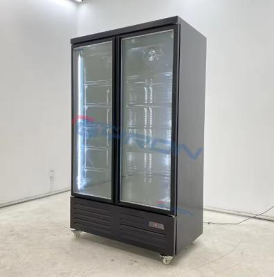 China OEM Double Door Display Freezer Commercial Glass Door Upright Freezer for sale