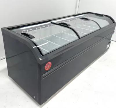 China Energy Efficiency Glass Top Display Freezer Horizontal Island Refrigerator for sale