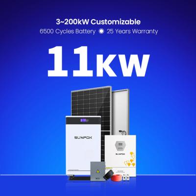 China Home Use Solar Energy System 3KW 6KW 11KW 22KW Hybrid Off-Grid Solar Panel Farms LifePo4 Battery Off Grid Solar Panel Kit for sale
