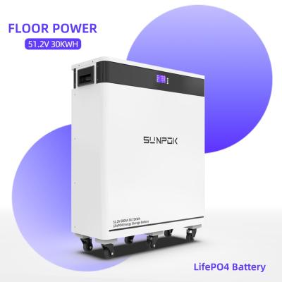 Cina Pacco batteria LiFePO4 da 30 kWh 51,2 V portatile da pavimento 600 Ah CAN IP65, ciclo profondo, accumulo di energia domestica, ibrido, split in vendita