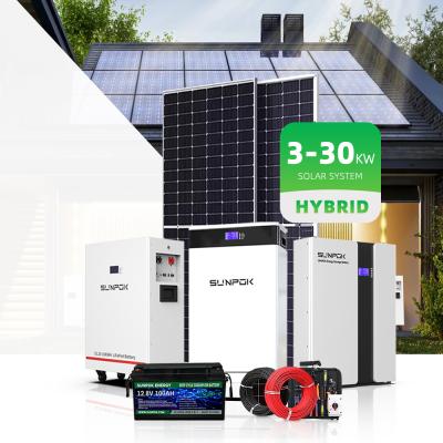 China Hybrid Solar Power Kit Off-Grid 5KW 10KW 20KW 10000W Monocrystalline Silicon Solar Panel MPPT Controller Lithium Ion for sale