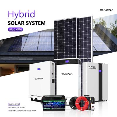 China Off-Grid Home Solar Power System 10kWh Lifepo4 Battery Monocrystalline Solar Panel Hybrid Solar Inverter for Home Use for sale