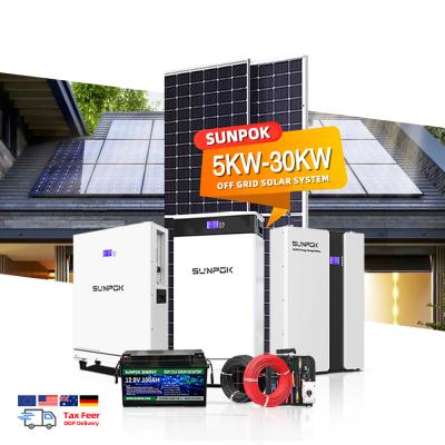 China Sunpok Cheap Price China Factory Supply 5kw 8kw 10kw 12kw 20kw Complete Kit Solar Energy System for sale