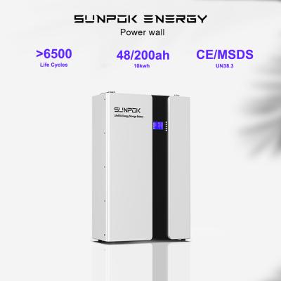 China Sunpok 51.2V 200Ah Wall-Mounted LiFePO4 Battery 10.24kWh for sale