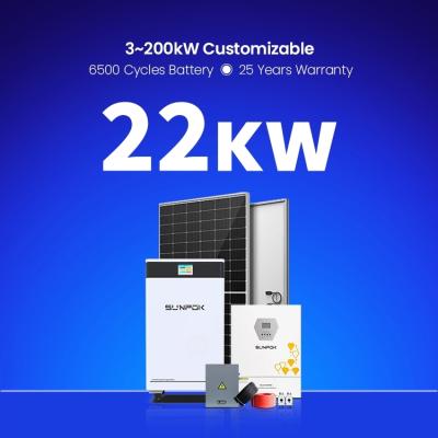 China Home Use on Off Grid Hybrid Photovoltaic System 10kw 12kw 20Kw 22Kw Solar Panel Home Energy Storage System Solar Power Bank 30Kw for sale