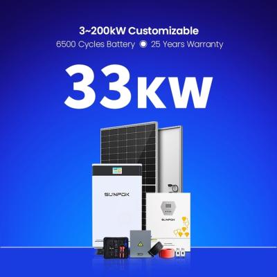 China 33KW Hybrid Solar Energy System Grid Tied Solar Panels Kit with Inverter/11KW System 22KW Solar Panel System for sale
