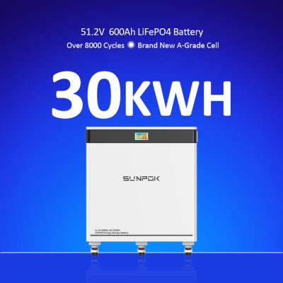 China Wholesale 51.2v 600ah Lifepo4 Battery 30kwh Battery Lithium Solar Battery Energy Storage 600ah 300a Bms 48v/51.2v for Home Use for sale