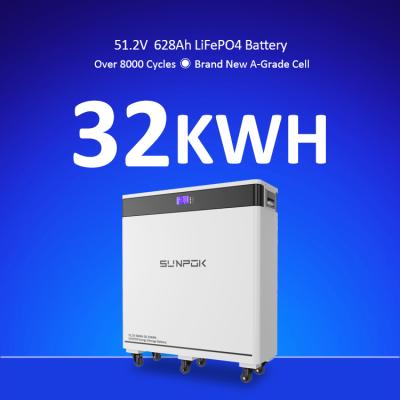 China 30Kwh 32Kwh 8000 Cycles 628Ah Vertical Moveable LiFePO4 Battery 51.2V 600Ah 628Ah Battery Cell For Home Energy Storage for sale