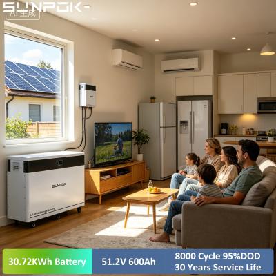 China Sunpok 30KWH 51.2V 600AH LiFePO4 Battery Solar Energy Home Energy Storage 48v Solar Battery for SOLAR POWER SYSTEM for sale
