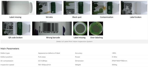 Quality 240V Quality Packaging Inspection Machine Systems For Missing Label Defection for sale
