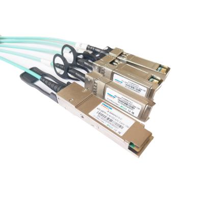 中国 40G QSFP+ to 4xSFP+ 850nm AOC Cable 10M 販売のため
