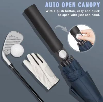 China Compact Folds To 22 Inches Golf Umbrella with Strong Durable Construction and Auto Open Function for Outdoor Use for sale