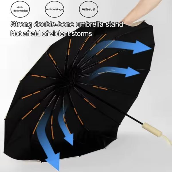 Quality High Durability Black Golf Umbrella Outdoor Auto Open With Double Layer Canopy for sale