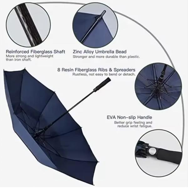 Quality Vented Custom Large Umbrellas Auto Open FCC Certified Golf Umbrella Uv Protection for sale