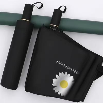 China Rubber Handle Foldable Umbrella Incorporating Polyester Fabric Canopy and Space Saving Closed Length 27cm for Executive for sale