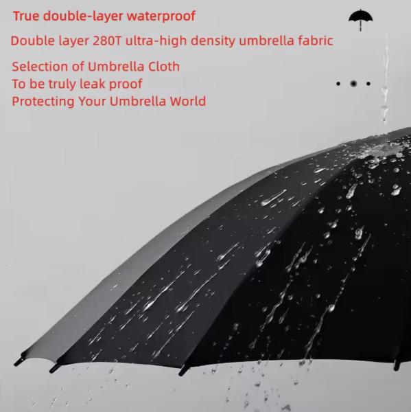 Quality Waterproof Black Stick Umbrella Windproof Hiking Stick Umbrella With Single for sale
