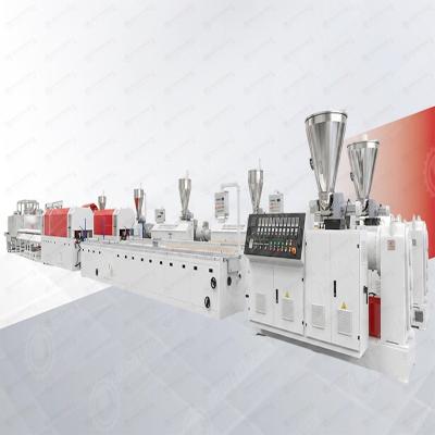 China Conical Twin Screw PVC Profile Extrusion Machine with Adjustable Molds and High Production Capacity for sale