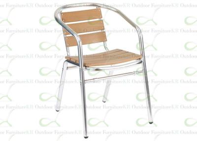 China Outdoor Dining Chairs Stacking Round Shape Aluminum Polywood Faux Timber Chair for sale