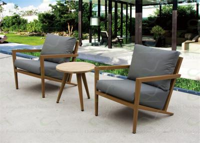 China Small Balcony Furniture Aluminum Outdoor Furniture Set with Teak Wood Table for sale