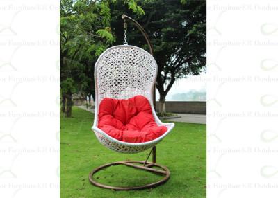 China Outdoor Hanging Chairs Rattan Swing Chair with Stand White Color for sale