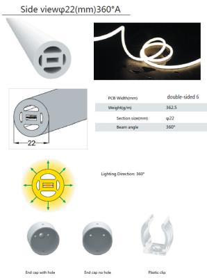Cina Tubo LED in silicone da 22 mm flessibile a 360 gradi per illuminazione decorativa in vendita