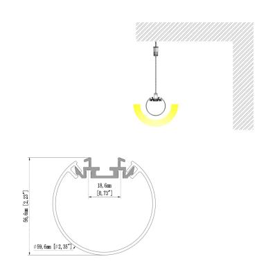 Cina l'estrusione lattea della copertura del PC di 60mm ha sospeso il profilo di alluminio principale per illuminazione di soffitto in vendita