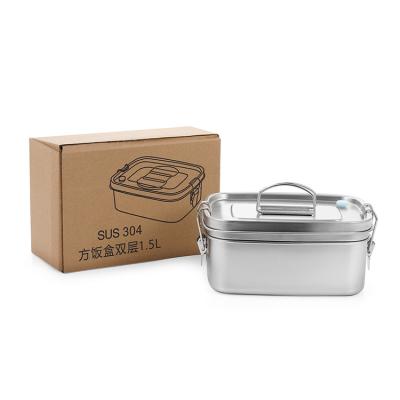 中国 通気性の弁が付いているLeakproof密封されたステンレス鋼のお弁当箱1500ml 販売のため