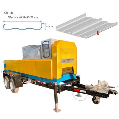 China New Portable Trailer Hydraulic Roladora Lamina KR18 SSR Standing Seam Roll Forming Machine for sale