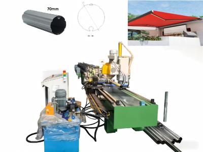 China Macedonia 0.6-1.5 Mm Galvanized Steel Diameter 70mm Patio Canopies Awning Pipe Roll Forming Machine With  Servo Fly Saw Cutting for sale