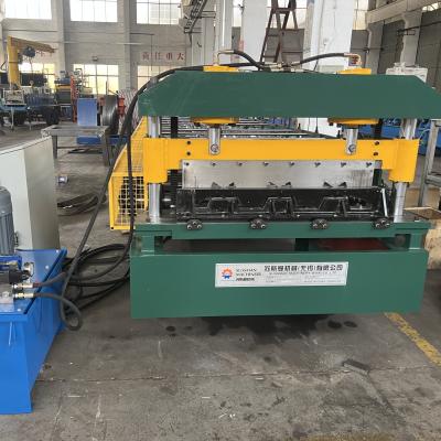 China USA 0.7-1.2mm Thickness Galvanized Steel 2.5 Inches Deck Composite Floor Deck Panel Roll Forming Machine With Embossing Roller For Sales for sale