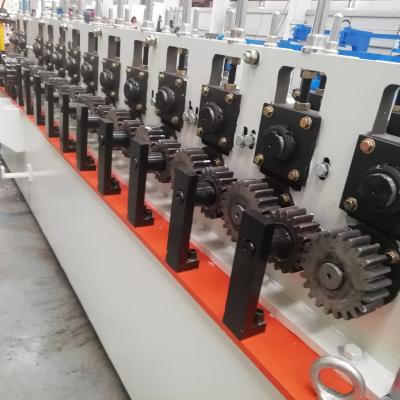 China High Speed 30m/Min Stainless Steel Glass Sliding Door Channel Roll Forming Machine With Servo Following Cutting for sale