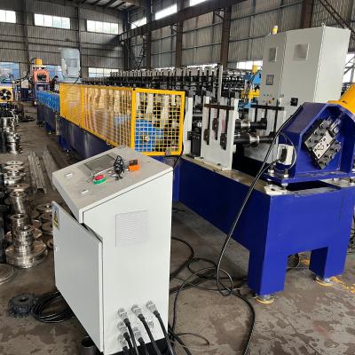 China 1.0-2.0mm Thickness Gearbox Driven Galvanized Steel Slotted Channel C Post Metal Roll Forming Line for sale