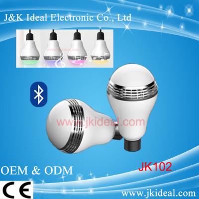 China JK102  E27 rgb color changing smart  bluetooth led light bulb lamp speaker with app control for sale