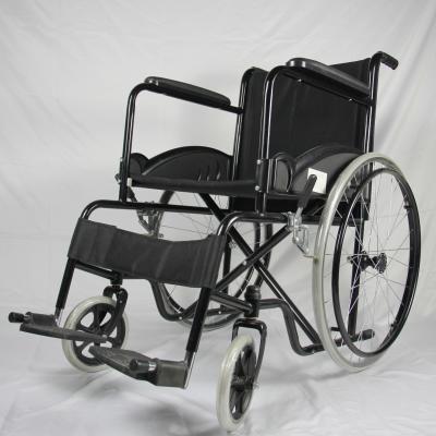中国 固体前後車輪が付いている不具の折る鋼鉄車椅子 販売のため