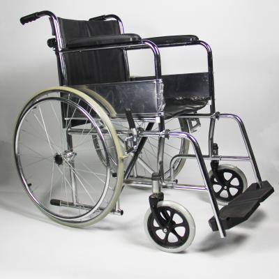 China Poederdeklaag die Staalrolstoel Flip Back Pu Seat en Armsteun vouwen Te koop