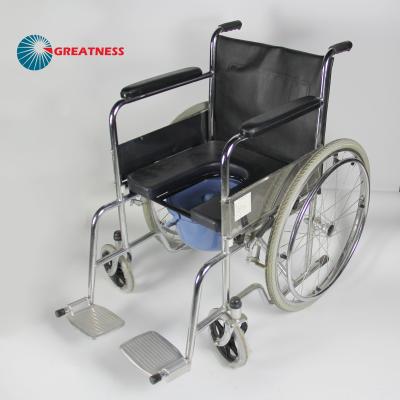 Cina 2 in 1 sedia a rotelle d'acciaio di volta con la sedia multiuso smontabile del cassettone della ciotola di toilette del cuscino di Seat in vendita