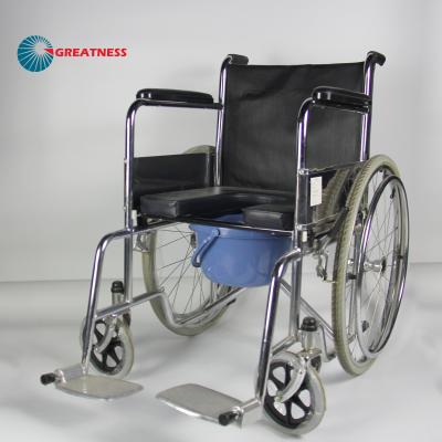 Cina 2 in 1 sedia a rotelle d'acciaio di volta con la sedia multiuso smontabile del cassettone della ciotola di toilette del cuscino di Seat in vendita