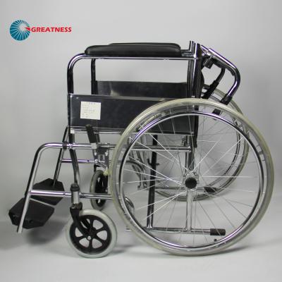 Cina Sedia a rotelle d'acciaio piegante di colore su ordinazione con il poggiapiedi staccabile Flip Back Seat in vendita
