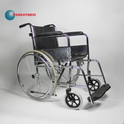 Cina Sedia a rotelle d'acciaio piegante di colore su ordinazione con il poggiapiedi staccabile Flip Back Seat in vendita