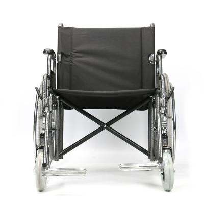 China 125kg Capacity Manual Steel Wheelchair Widening And Reinforcement 61cm Seat Width for sale