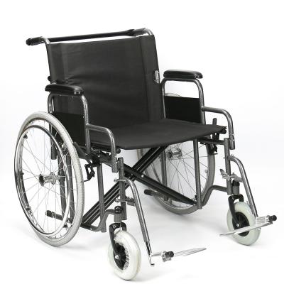 China 8 Inch Front Wheel Folding Steel Wheelchair Obesity Large Body Weight 51cm Sitting Height for sale