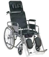 China Folding Reclining Wheelchair with Commode Seat 100kg Capacity 53cm Seat Width for sale