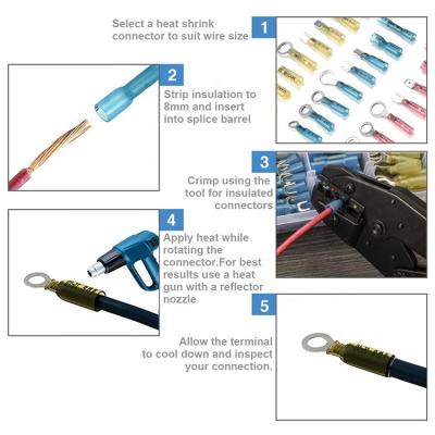 China 220PCS PE Double Splice Tube Butt Shrinkable Terminal Insulated Crimp Heat Shrink Wire Connector Kit for sale