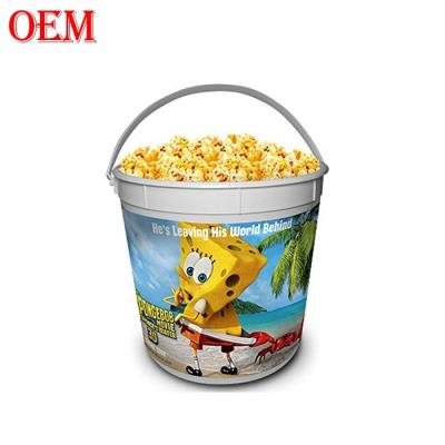 Cina Secchiello per popcorn in plastica personalizzato con stampa di star del cinema e coperchio in vendita