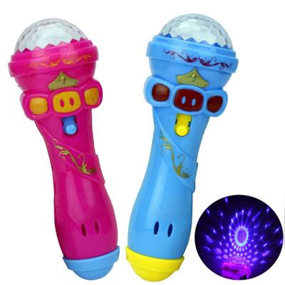 China Customized Toy Light Flashing Projection Wireless Microphone Torch Shape Cute Glow Toy for sale