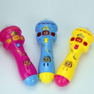 China Customized Toy Light Flashing Projection Wireless Microphone Torch Shape Cute Glow Toy for sale