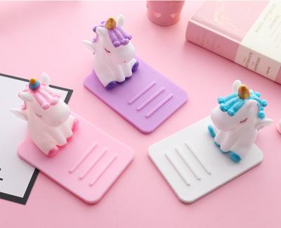 China Zeichentrickfilm Silikon Faul Mobiltelefonhalter Einhorn Autodesktop Multifunktionsverstellbares Klammerstand zu verkaufen