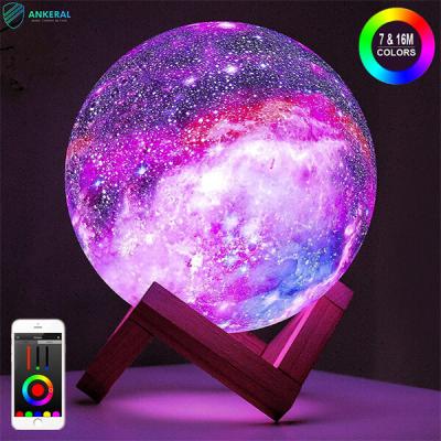 China Wholesale Cheap Price 3D Moon Light APP Control USB Rechargeable 3D Printing Moon Shell for sale